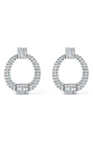 MINDI MOND 18k Gold Diamond Doorknocker Drop Earrings - White