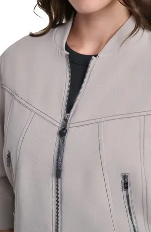 Dkny Contrast Stitch Zip-up Jacket - Putty