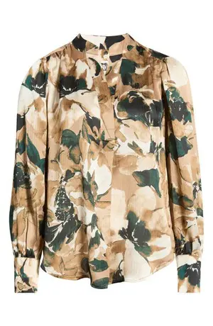 Anne Klein Floral Pleat Front Top
