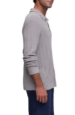 Barefoot Dreams Cozychic Ultra Lite® Long Sleeve Rib Polo - Pewter