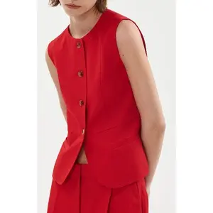 Mango Button Vest - Red