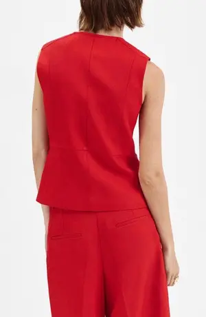 Mango Button Vest - Red