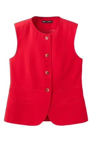 Mango Button Vest - Red