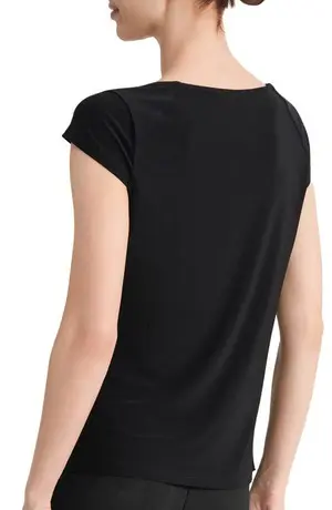 KASPER Cowl Neck Top - Black