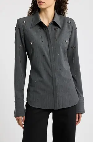 Kobi Halperin Bridget Embellished Pinstripe Shirt