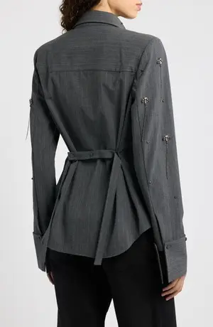 Kobi Halperin Bridget Embellished Pinstripe Shirt