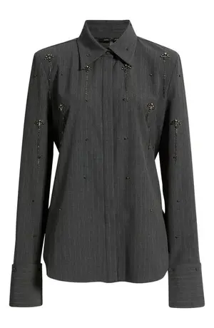 Kobi Halperin Bridget Embellished Pinstripe Shirt