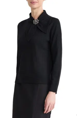 KASPER Pin Tie Sweater - Black