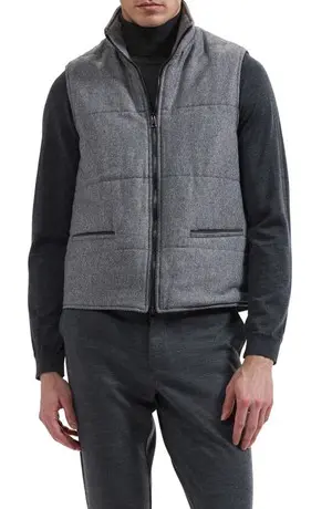 Bugatchi Wool Blend Padded Vest - Stone
