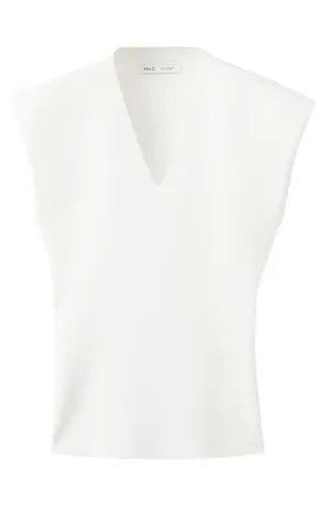 Mango V-neck Knit Top - White