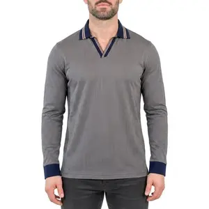 MACEOO Unknown Long Sleeve Cotton Polo - Brown