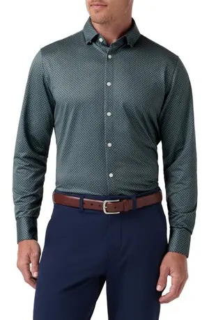 Mizzen+main Halyard Trim Fit Clover Performance Button-up Shirt - Hemlock Clover