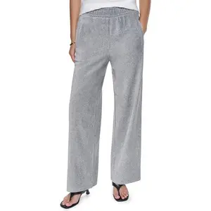 Dkny Metallic Velvet Wide Leg Pants - Feather Heather