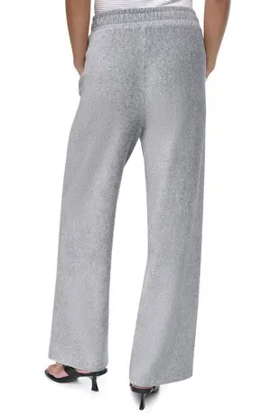 Dkny Metallic Velvet Wide Leg Pants - Feather Heather