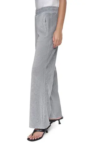Dkny Metallic Velvet Wide Leg Pants - Feather Heather