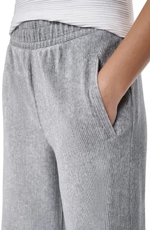 Dkny Metallic Velvet Wide Leg Pants - Feather Heather