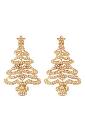 PANACEA Imitation Pearl Christmas Tree Drop Earrings - Gold