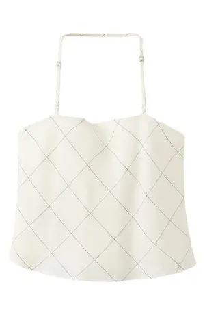 Mango Check Linen Halter Top