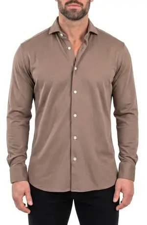MACEOO Einstein Contemporary Fit Button-up Shirt - Brown