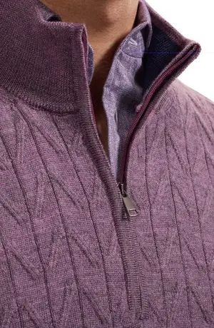 Bugatchi Half Zip Merino Wool Sweater
