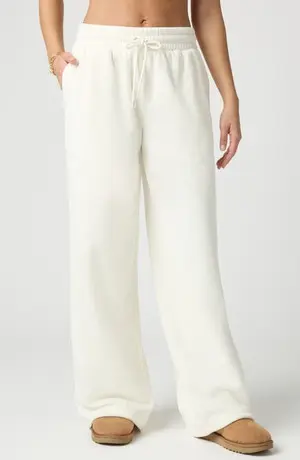 FLORENCE BY MILLS Polar Fleece Wide Leg Sweatpants - Jet Stream