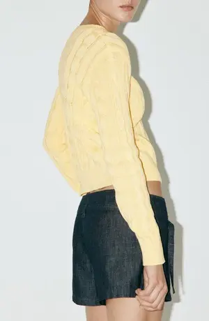 Mango Cable Stitch Sweater - Pastel Yellow