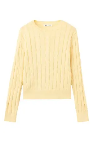 Mango Cable Stitch Sweater - Pastel Yellow