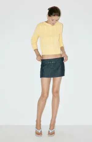 Mango Cable Stitch Sweater - Pastel Yellow