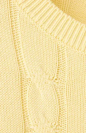 Mango Cable Knit Crewneck Sweater - Pastel Yellow