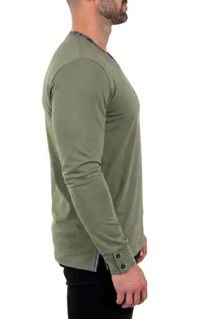 MACEOO Edison Stretch Cotton Long Sleeve V-neck T-shirt