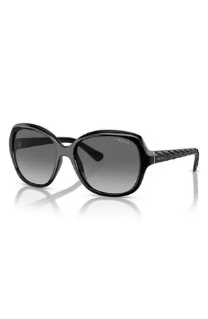 VOGUE 56mm Gradient Square Sunglasses - Black/grey Gradient