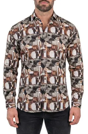 MACEOO Fibonacci Contemporary Fit Button-up Shirt - Brown