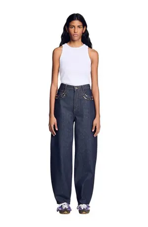 Sandro Barrel Jeans With Metal Details