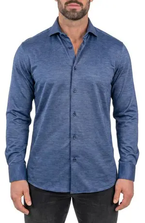 MACEOO Einstein Contemporary Fit Button-up Shirt - Blue