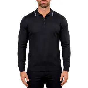 MACEOO Quarter Zip Merino Wool Sweater - Black