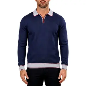 MACEOO Quarter Zip Merino Wool Sweater - Blue