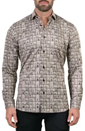 MACEOO Fibonacci Contemporary Fit Button-up Shirt - Blue
