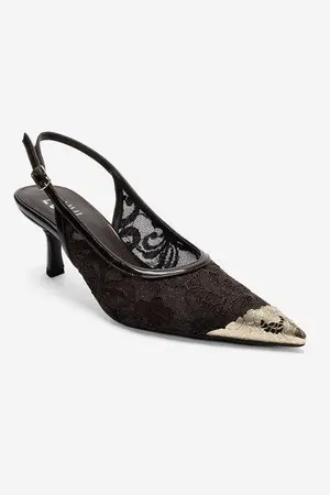 PROLOGUE SHOES Clem Lace Slingback Pump - Brown