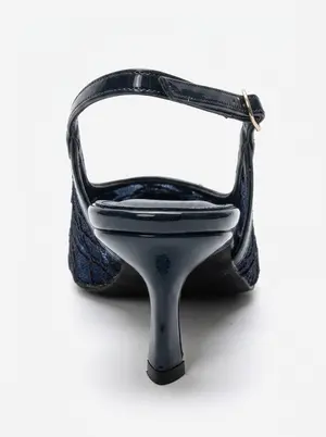 PROLOGUE SHOES Clem Lace Slingback Pump - Navy