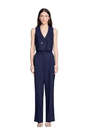 Sandro Striped Sequin Trousers