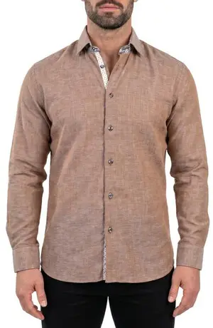 MACEOO Fibonacci Contemporary Fit Button-up Shirt - Brown