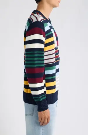 ROWING BLAZERS Colorblock Striped Crewneck Sweater