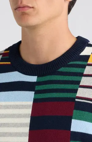 ROWING BLAZERS Colorblock Striped Crewneck Sweater