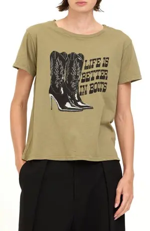 PROJECT SOCIAL T Better In Boots Graphic T-shirt - Olive