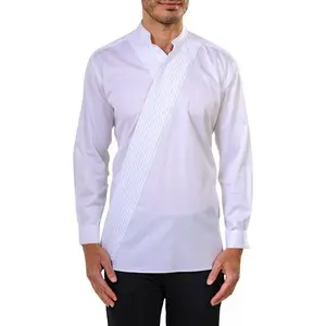 MACEOO Kymono Asymmetric Pleat Button-up Shirt - White