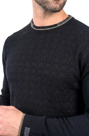 MACEOO Check Textured Crewneck Sweater