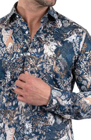 MACEOO Fibonacci Contemporary Fit Silk Button-up Shirt