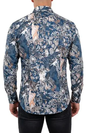 MACEOO Fibonacci Contemporary Fit Silk Button-up Shirt