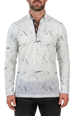 MACEOO Anima Long Sleeve Knit Polo - Grey