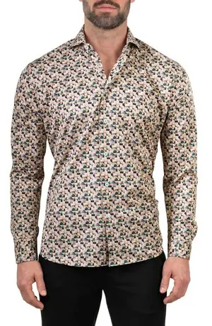 MACEOO Einstein Contemporary Fit Button-up Shirt - Blue